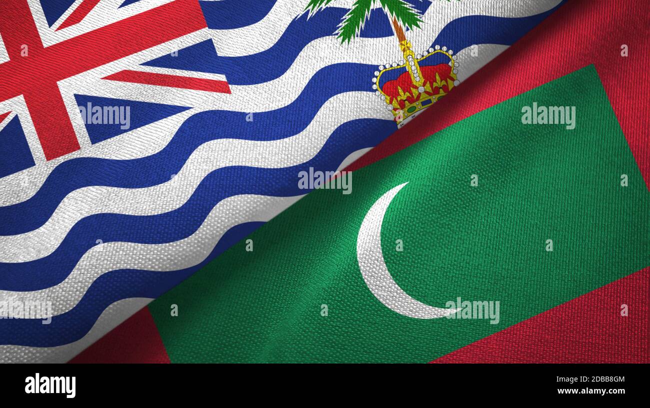 British Indian Territory and Maldives two flags textile cloth Stock ...