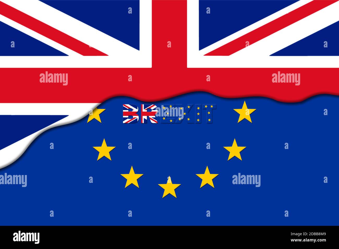 Brexit Concept. European Union EU flag Covered by Great Britain flag ...