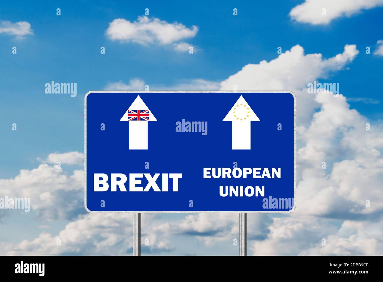 Brexit .Road Sign Depicting United Kingdom Departing European Uniun ...