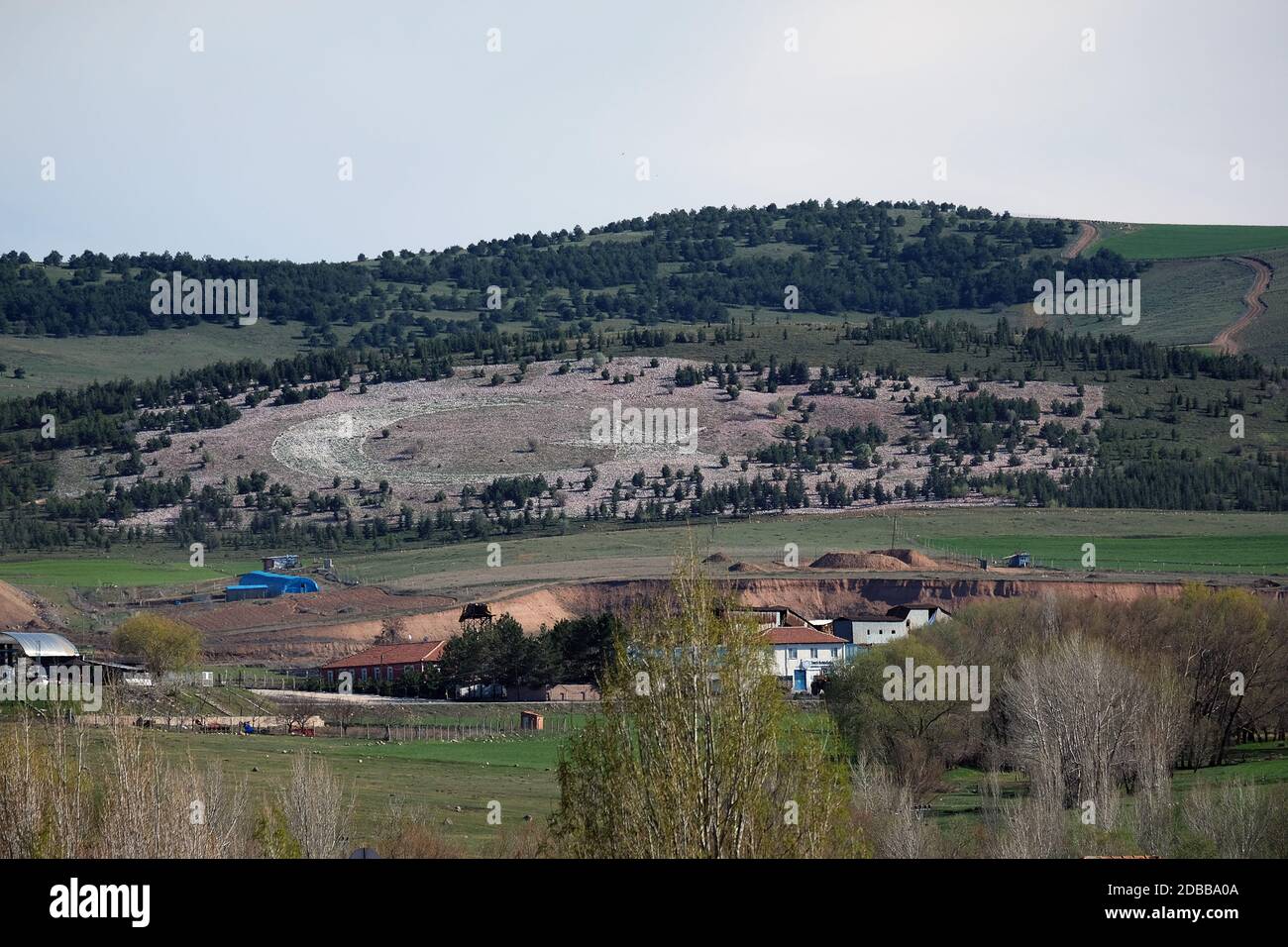 big Turkish flag relief built on the big hill Stock Photo - Alamy