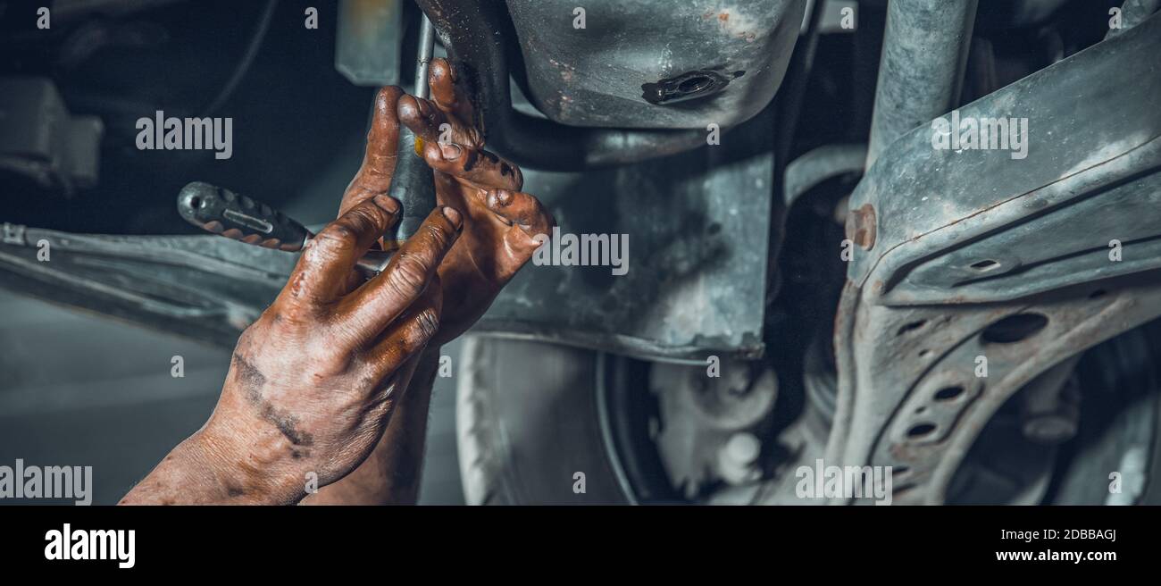 Grease on hands hi-res stock photography and images - Alamy