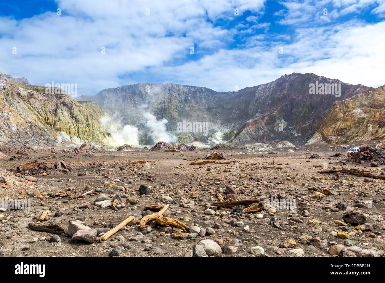 Active Volcano at White Island New Zealand. Volcanic Sulfur Crater Lake ...