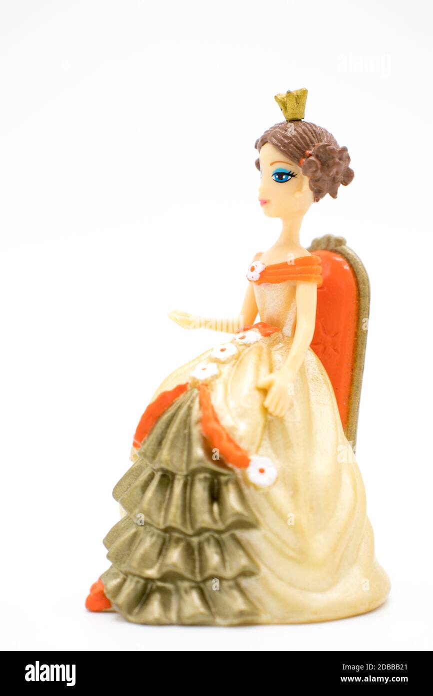 Figurine toy princess isolated on white background Stock Photo - Alamy