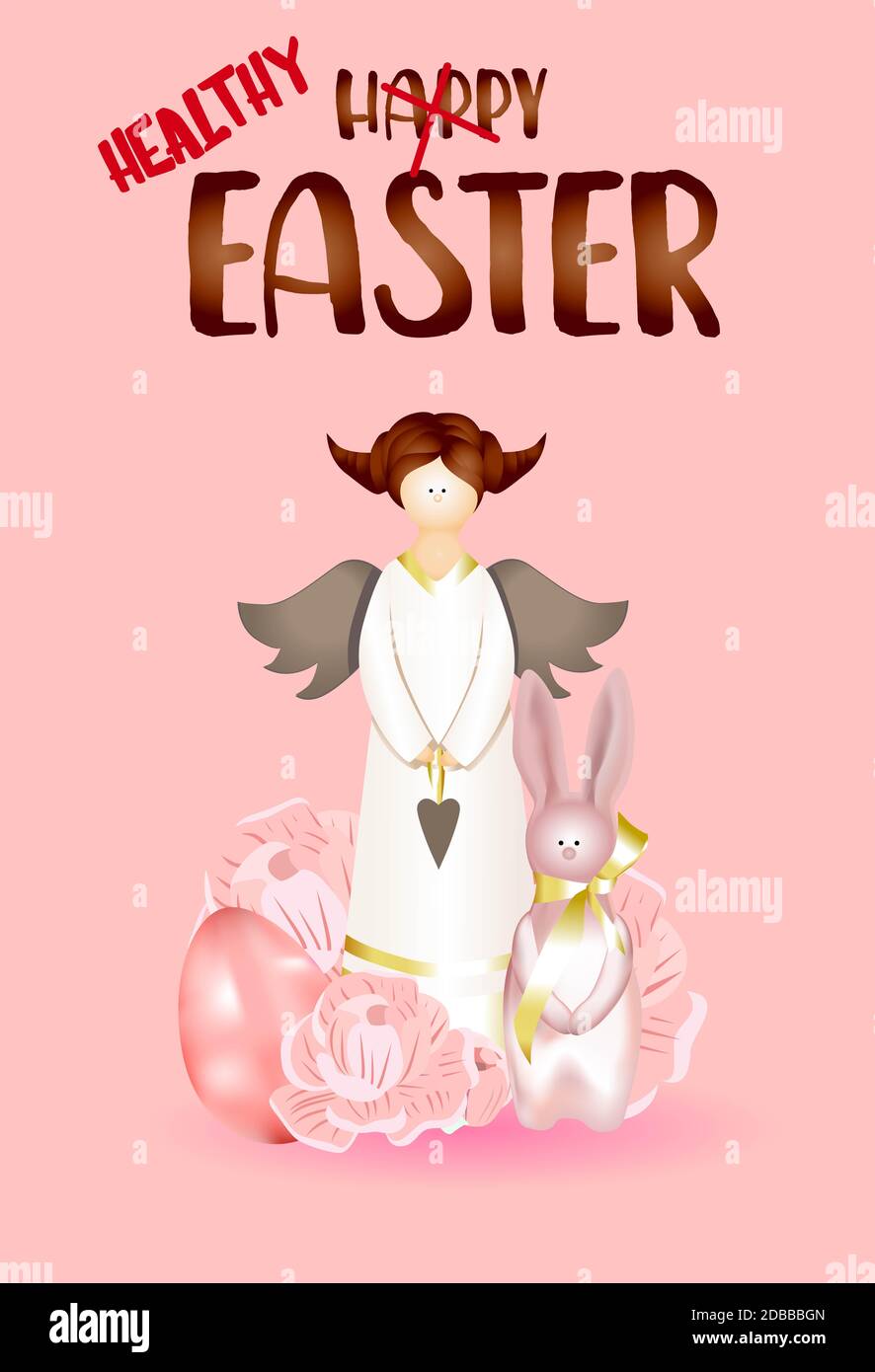 Easter angel. Vector illustration on a pink background Stock Photo - Alamy