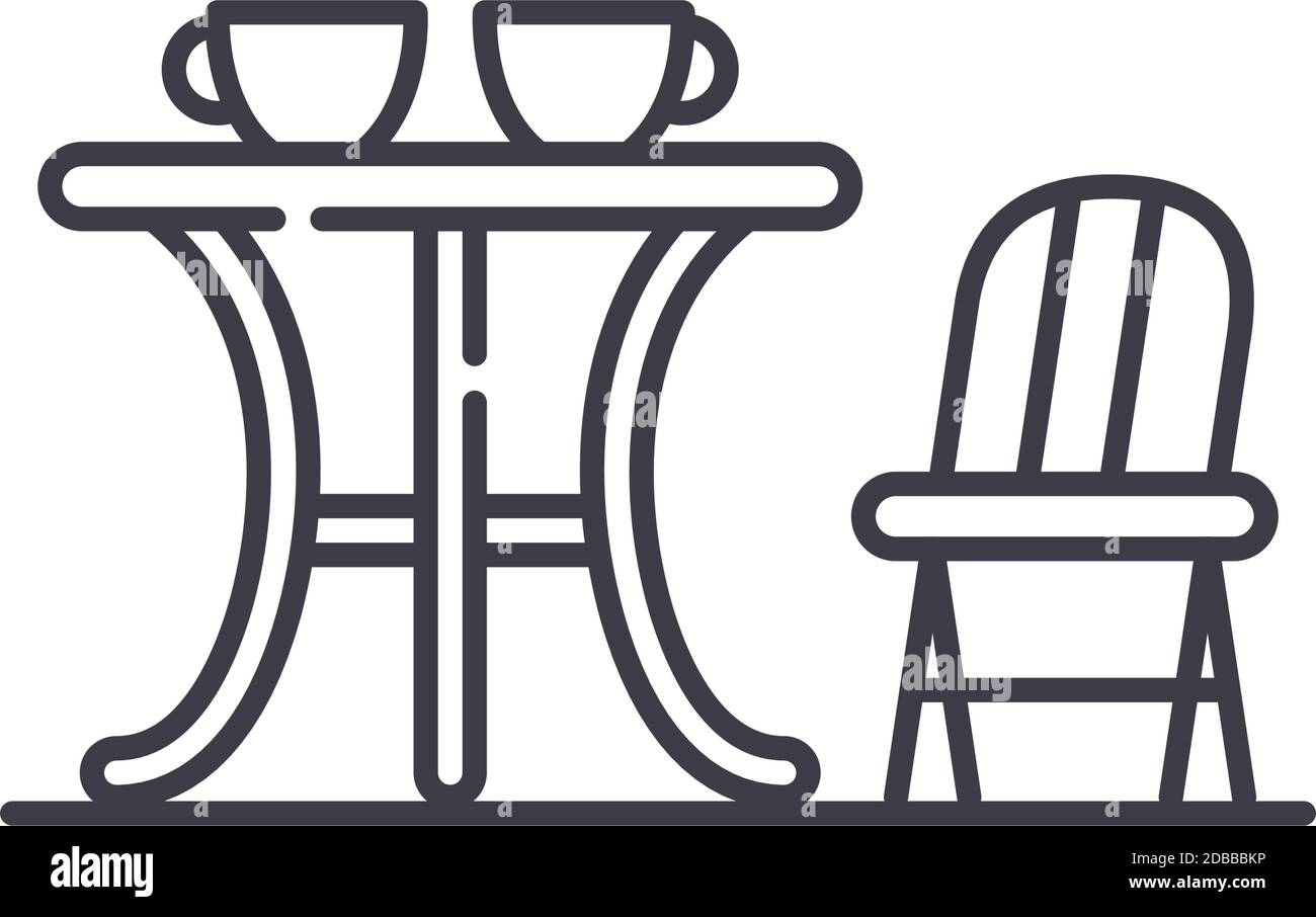 Tea table icon, linear isolated illustration, thin line vector, web ...