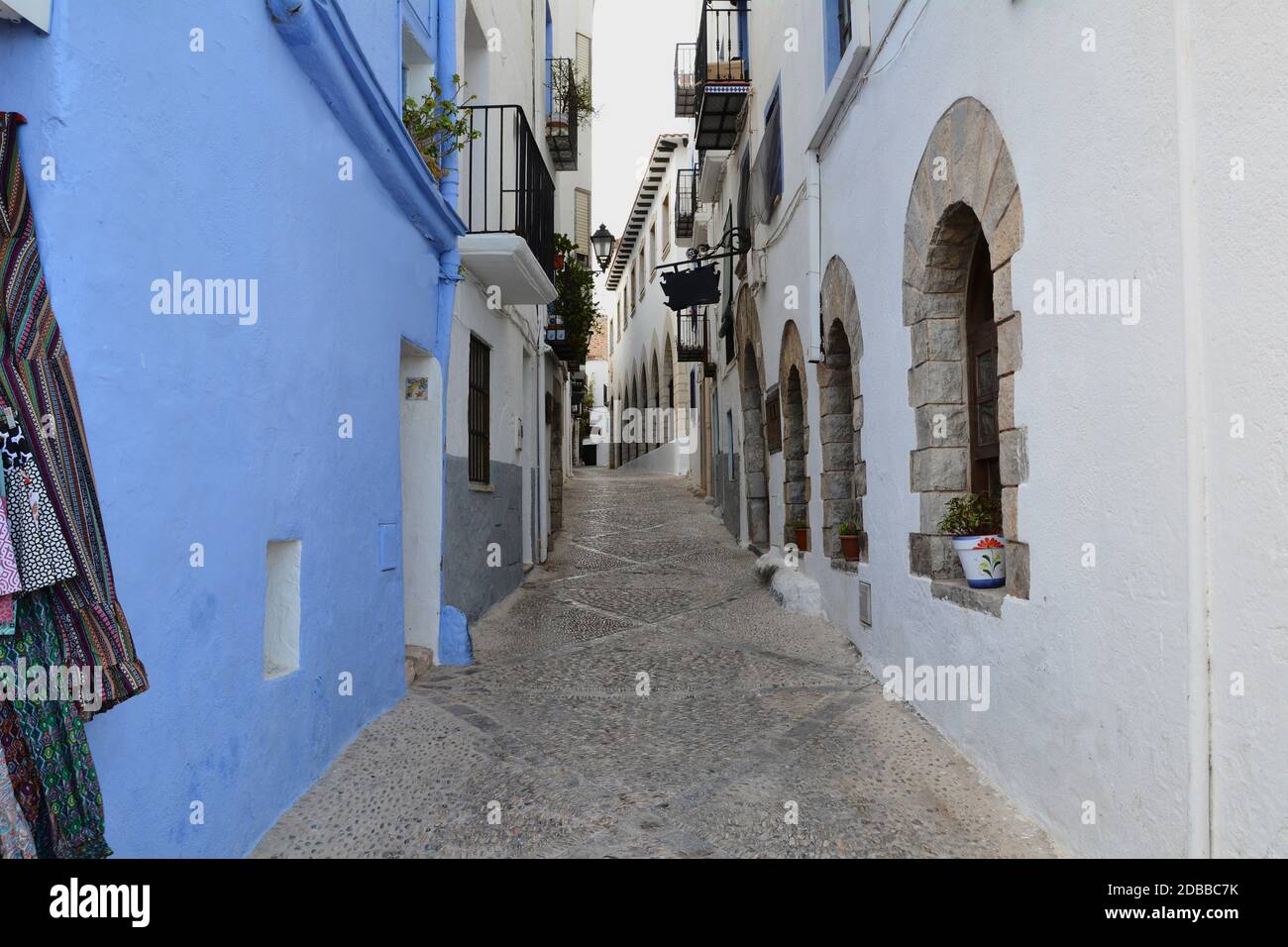 Nice street in a picturesque coastal town. Colors of summer Stock Photo ...