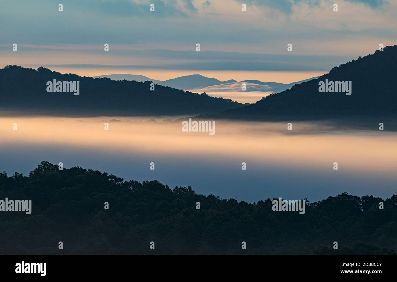 FOG IN THE HOLLOWS OF BLUE RIDGE MOUNTAINS, NORTHWEST GA, USA Stock ...