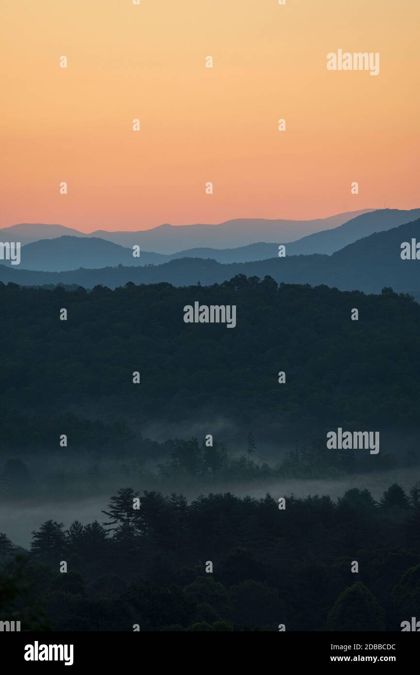 FOG IN THE HOLLOWS OF BLUE RIDGE MOUNTAINS, NORTHWEST GA, USA Stock ...