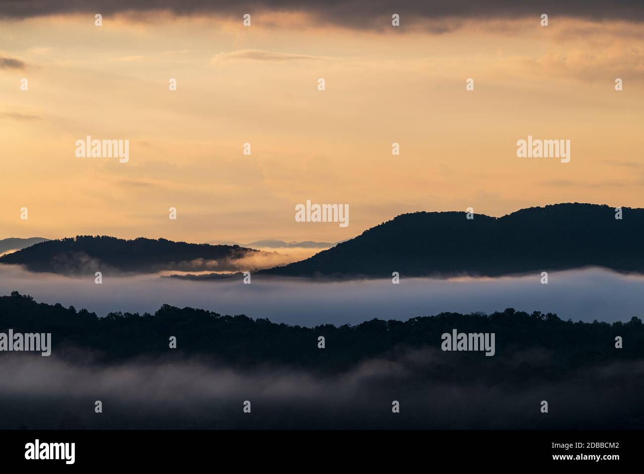 FOG IN THE HOLLOWS OF BLUE RIDGE MOUNTAINS, NORTHWEST GA, USA Stock ...