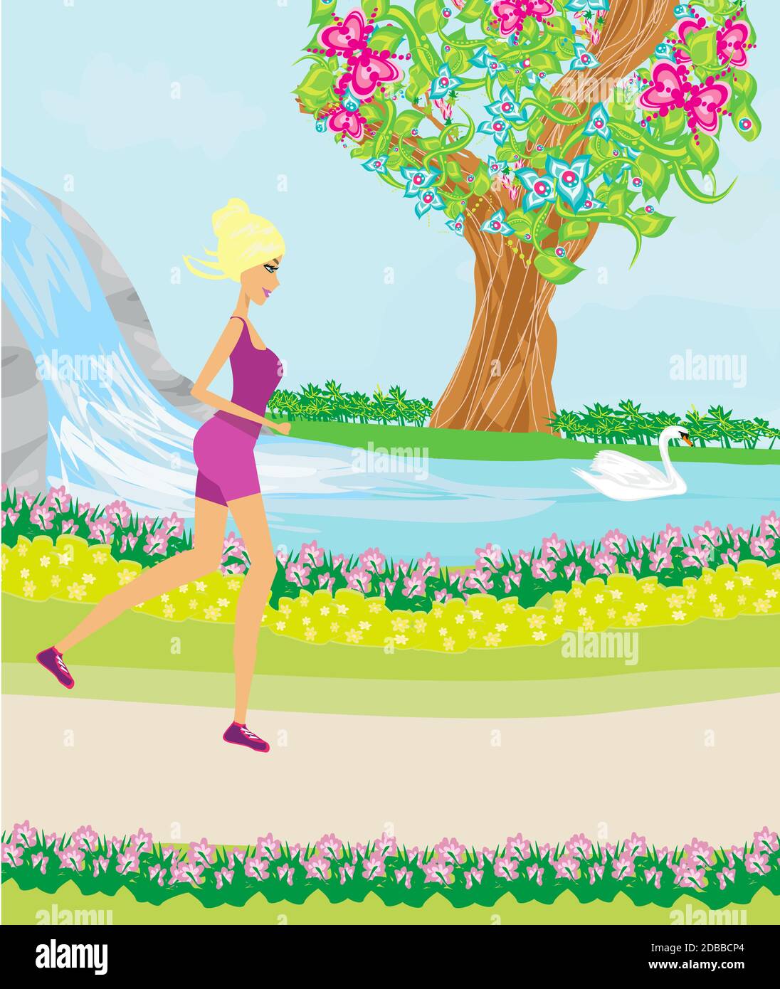 Jogging Girl in the Park on a beautiful spring day Stock Photo - Alamy