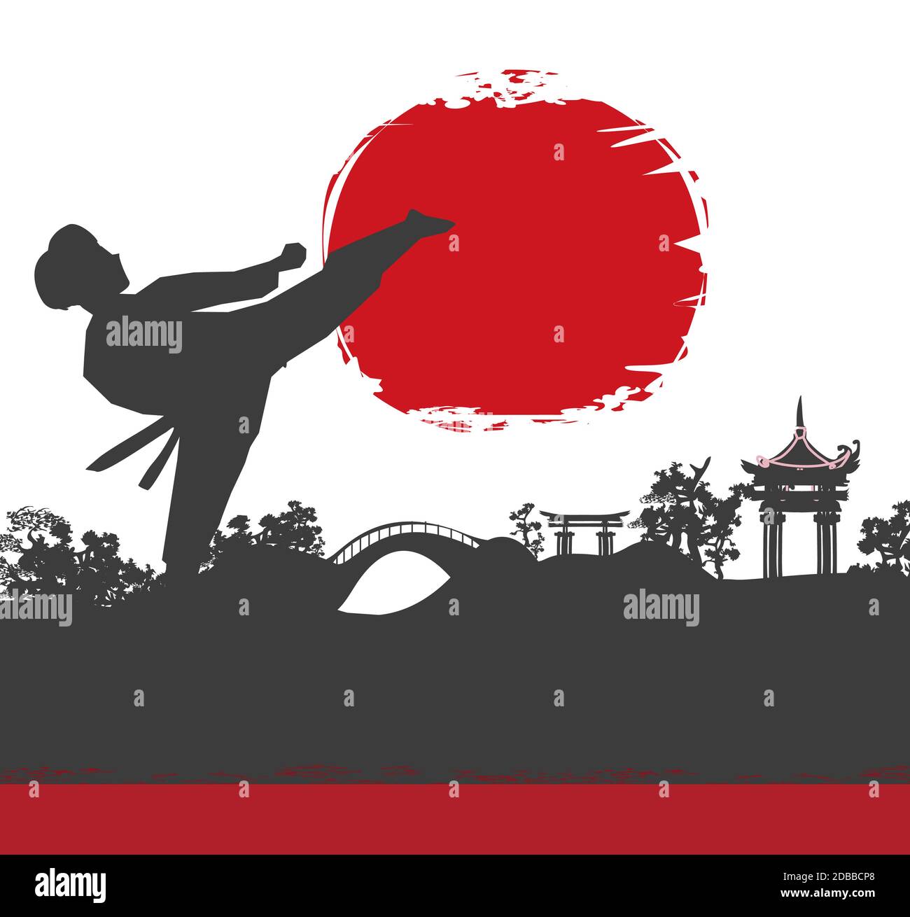 Creative abstract illustration of karate fighter Stock Photo - Alamy