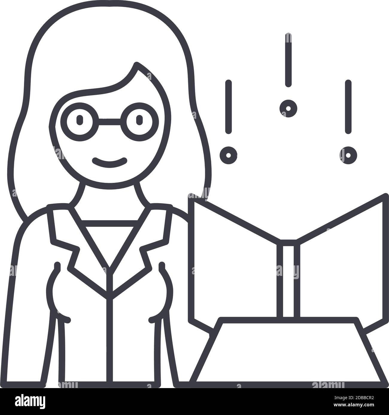 Teaching teacher icon, linear isolated illustration, thin line vector, web design sign, outline ...