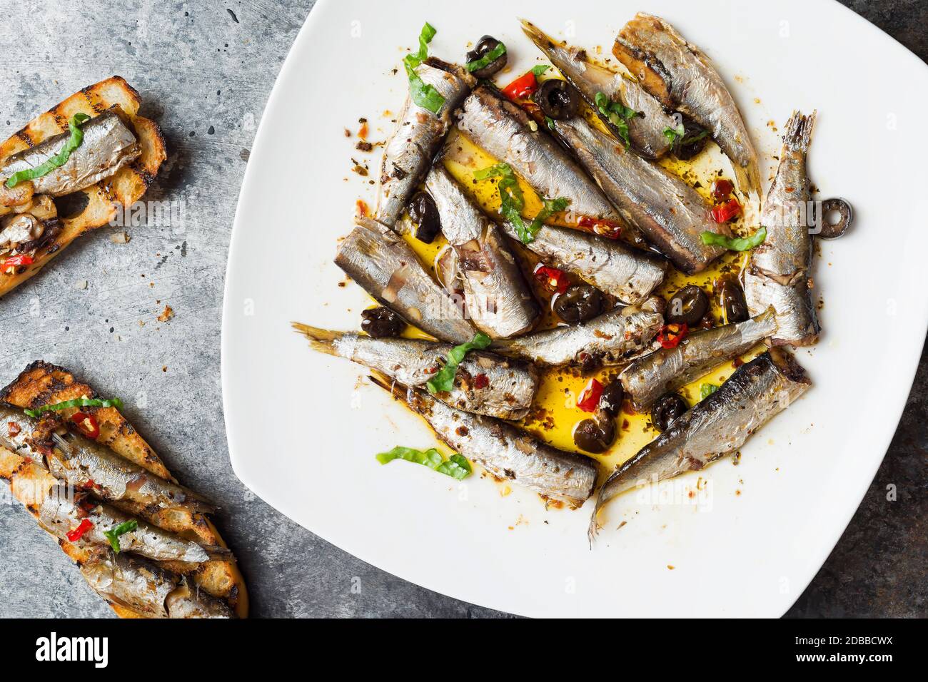 close up of spanish sardines in olive oil Stock Photo - Alamy