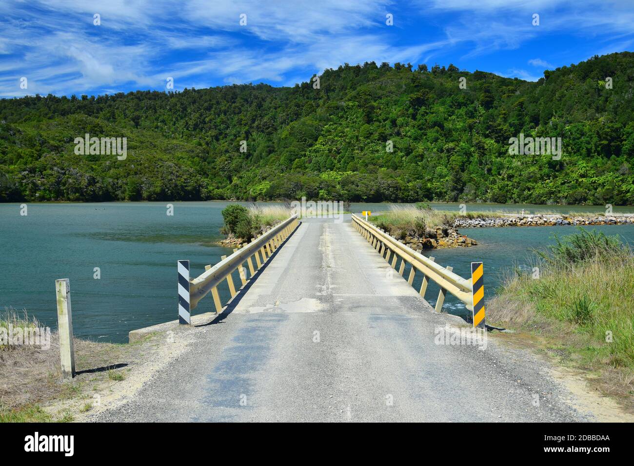 The Whanganui Inlet is a marine and wildlife reserve. A bridge over the ...