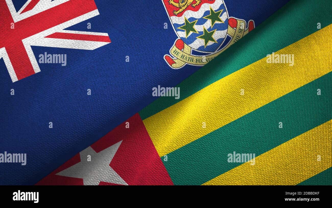 Cayman Islands and Togo two flags textile cloth, fabric texture Stock ...