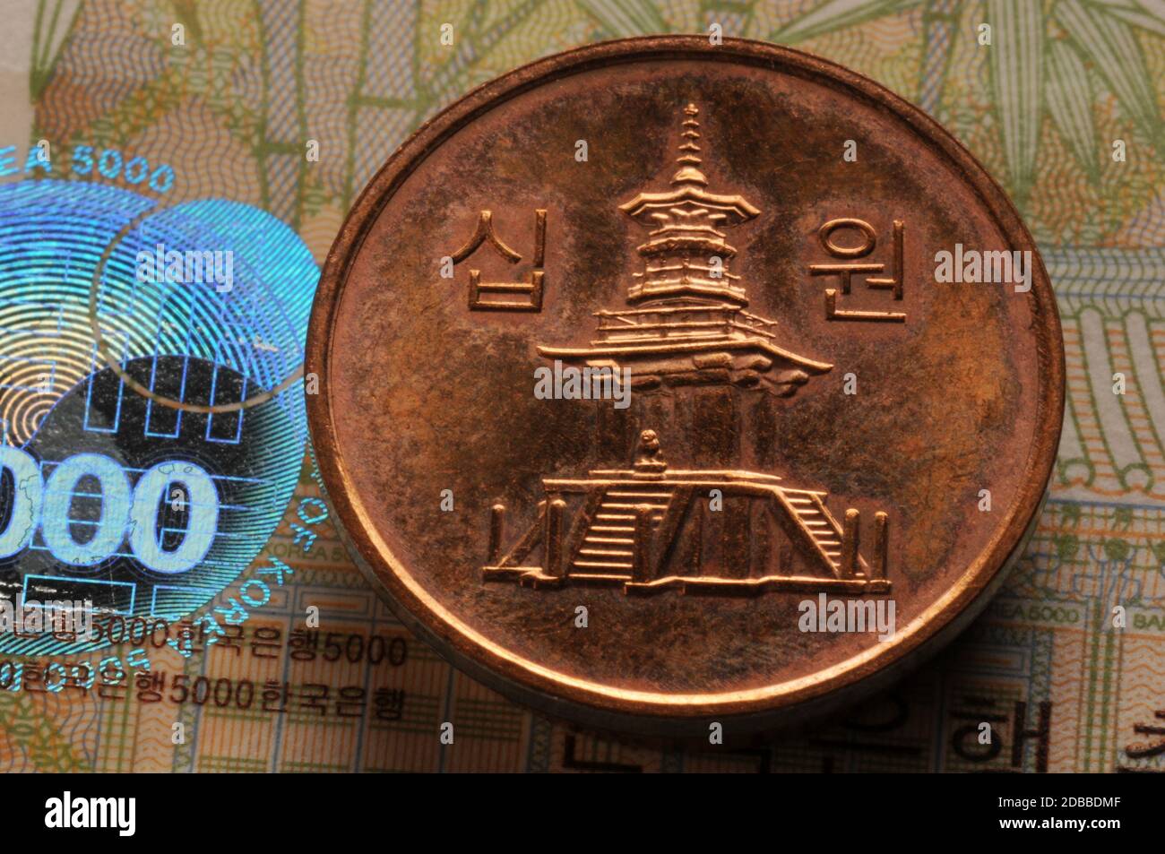 Closeup on South Korean currency Stock Photo - Alamy