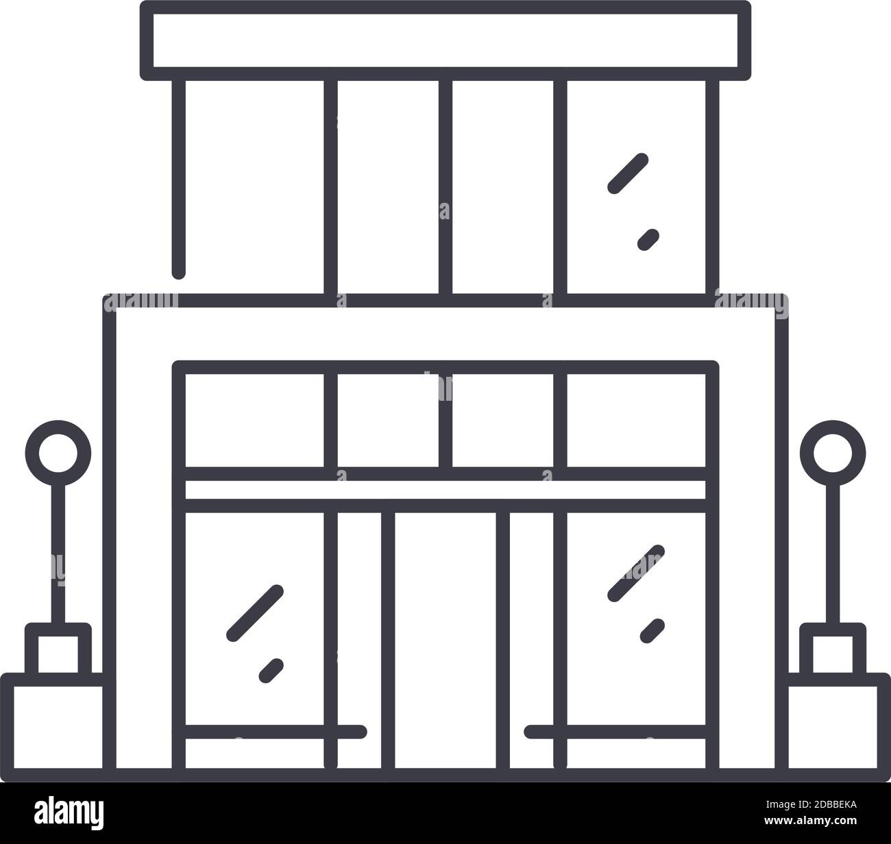 Small office building icon, linear isolated illustration, thin line ...