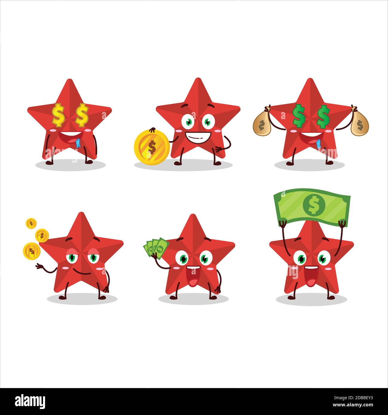 New red stars cartoon character with cute emoticon bring money Stock ...