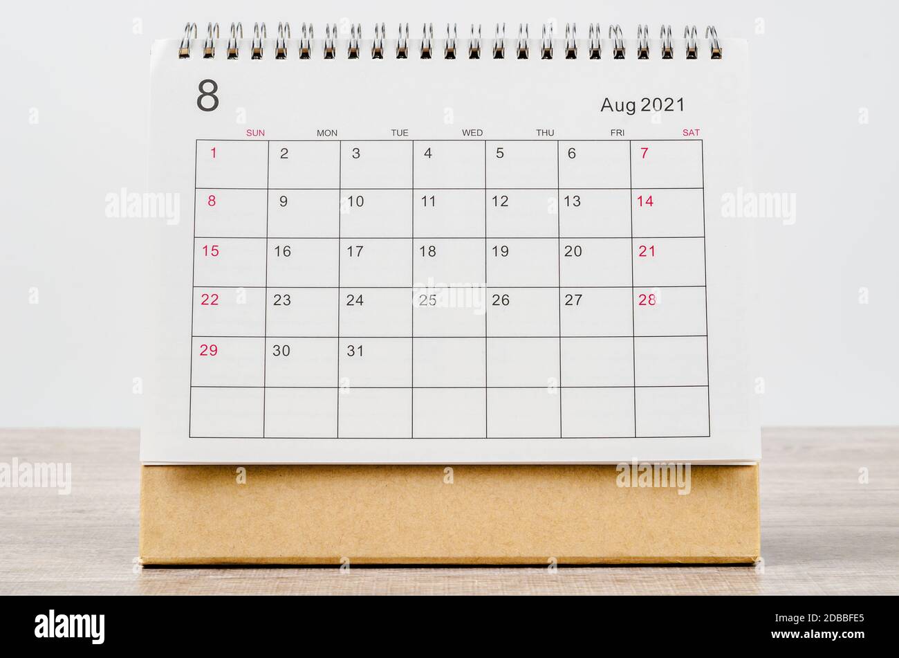 August 2021 Calendar desk for organizer to plan and reminder on wooden ...