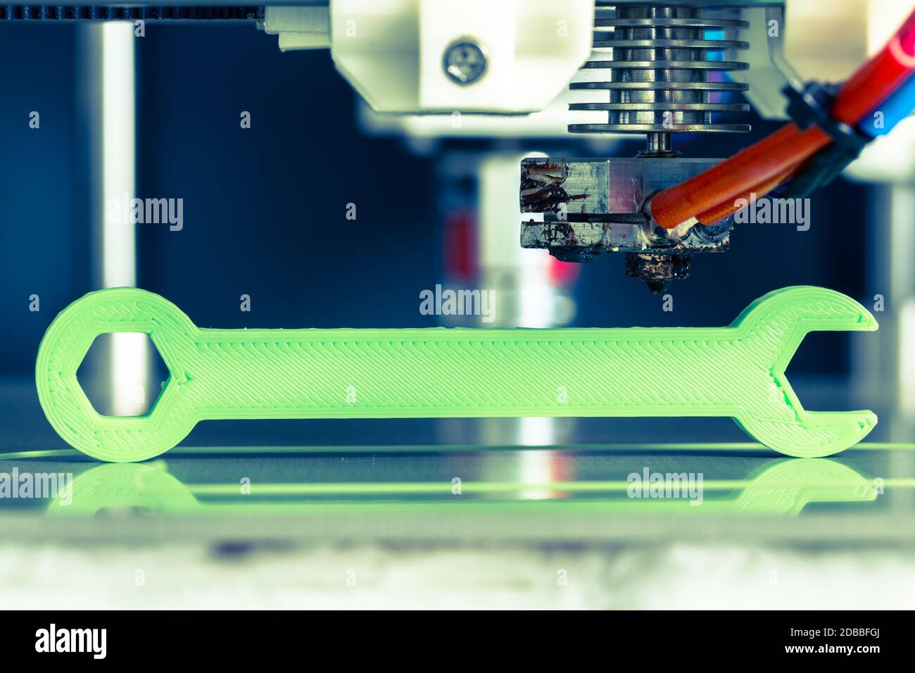 3d printing with light green filament Stock Photo - Alamy