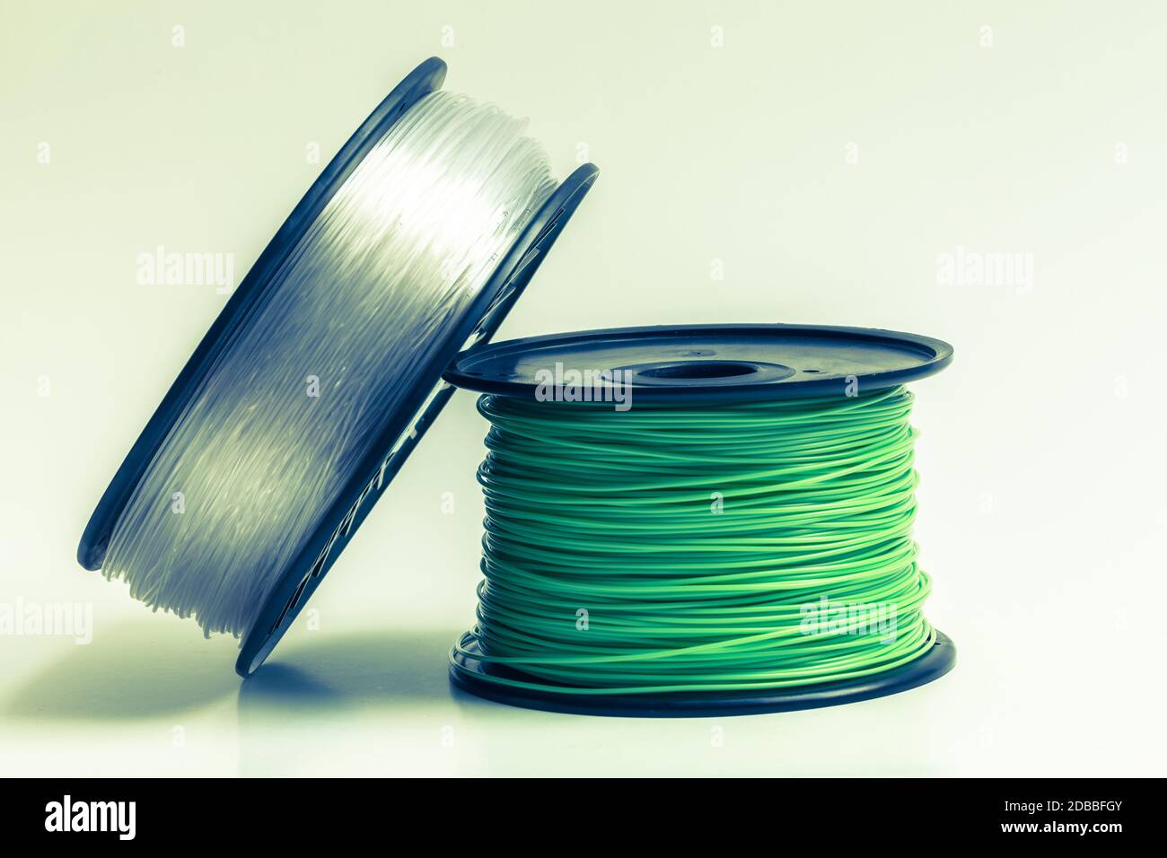 Filament for 3D Printer crystal clear and bright green against bright ...