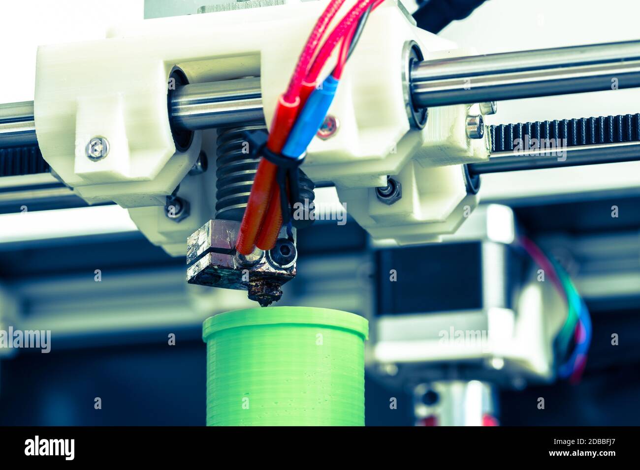 3d printing with light green filament Stock Photo - Alamy