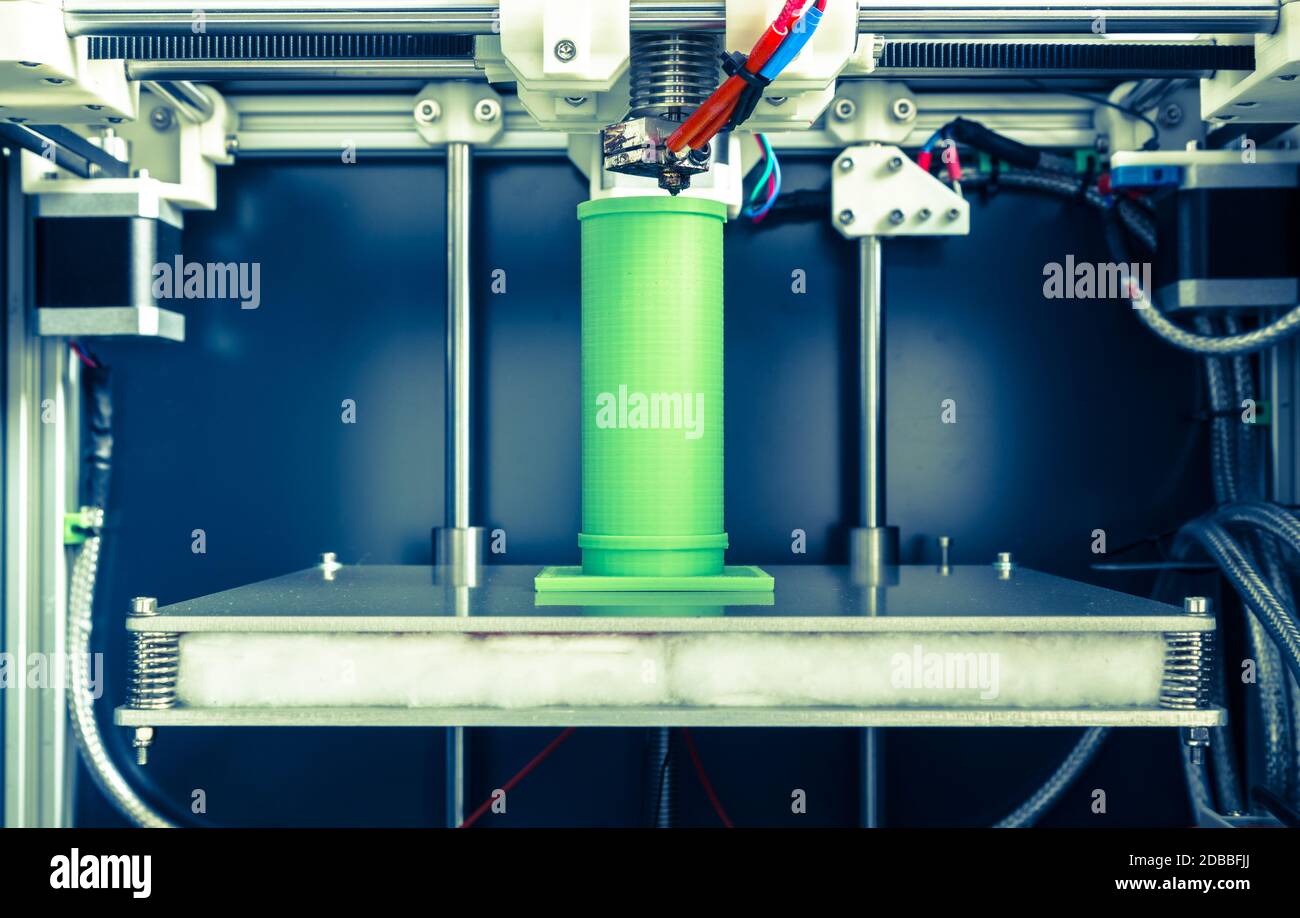 3d printing with light green filament Stock Photo - Alamy