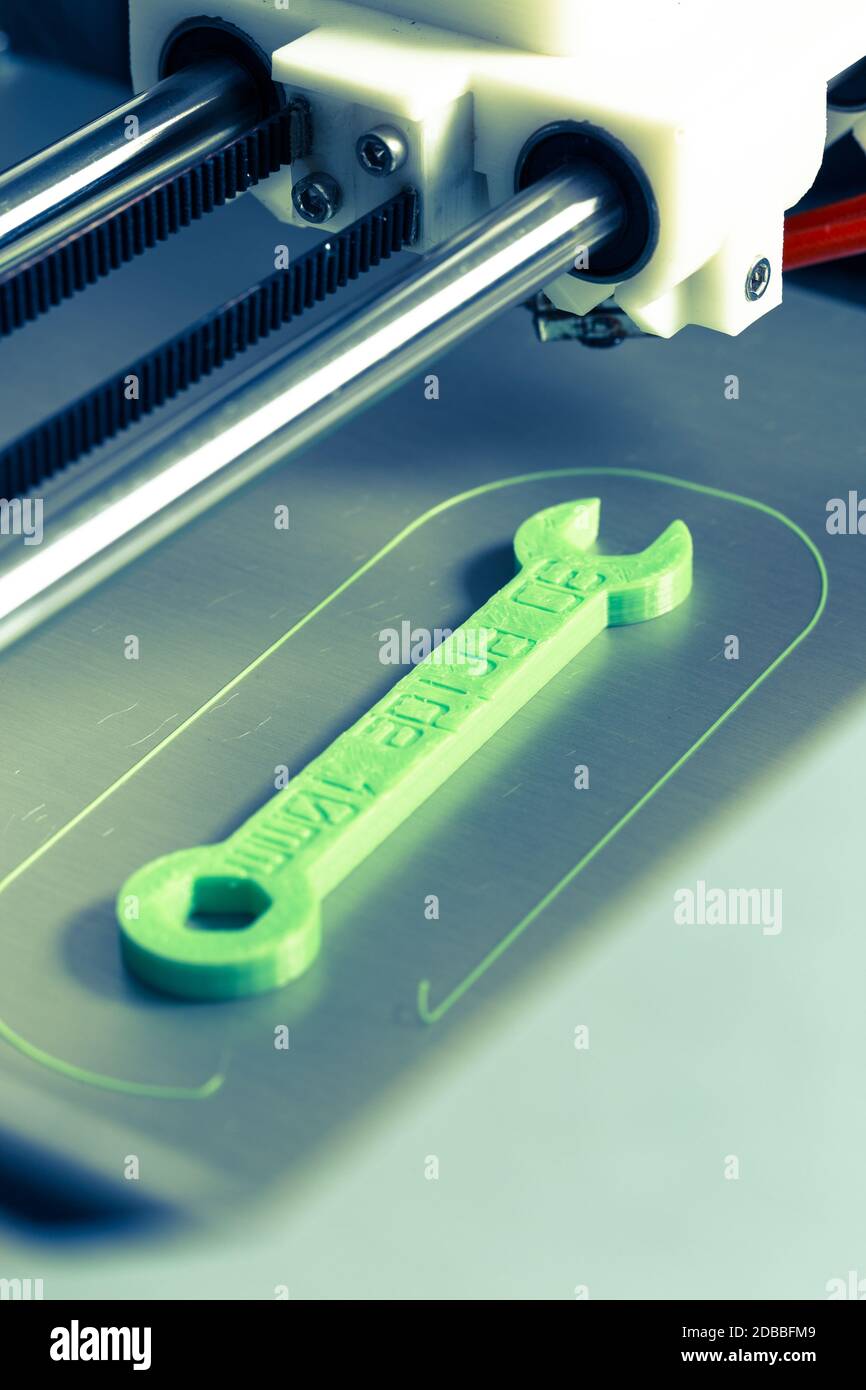 3d printing with light green filament Stock Photo - Alamy