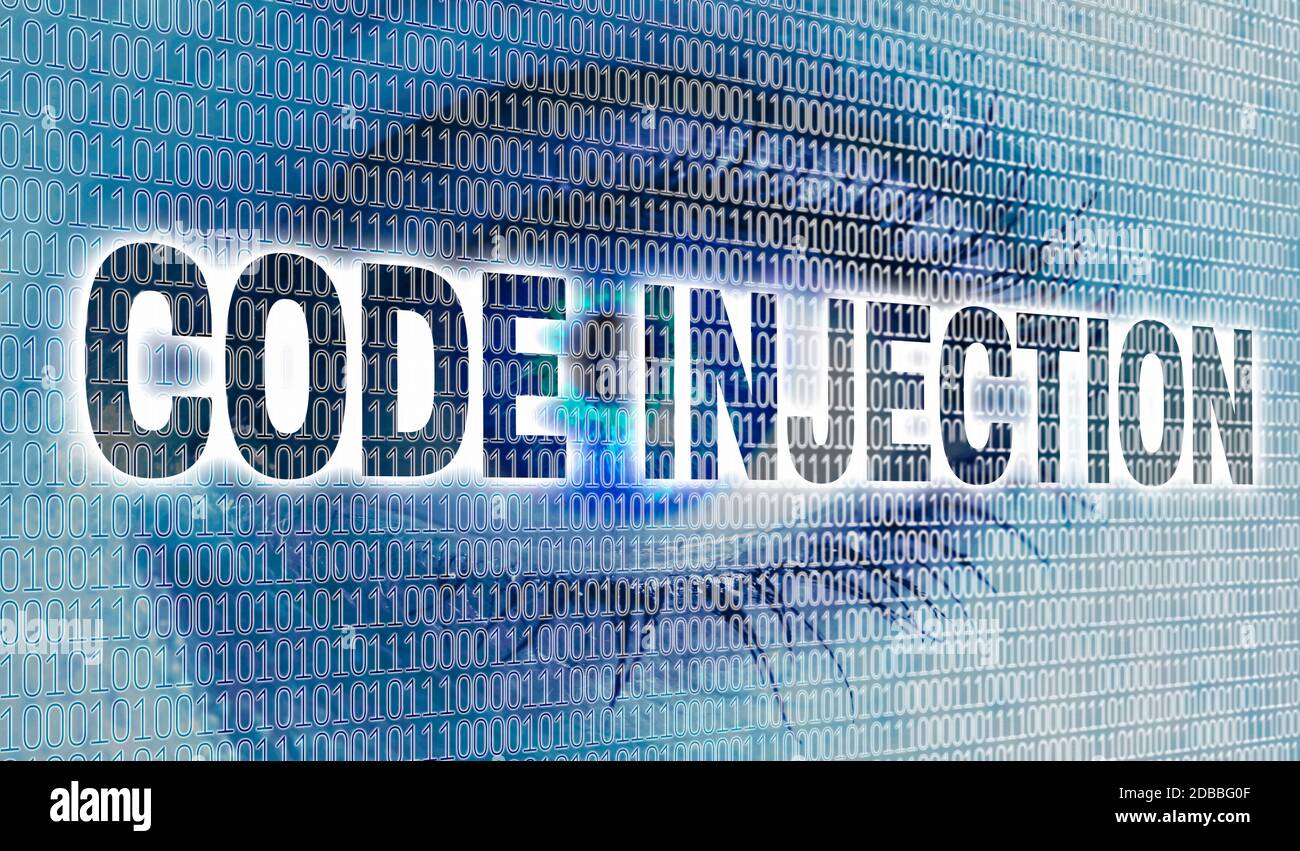Code injection eye with matrix looks at viewer concept Stock Photo - Alamy