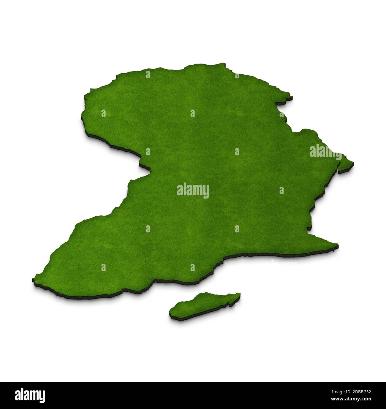 Illustration green ground map of Africa on isolated background. Left 3D ...