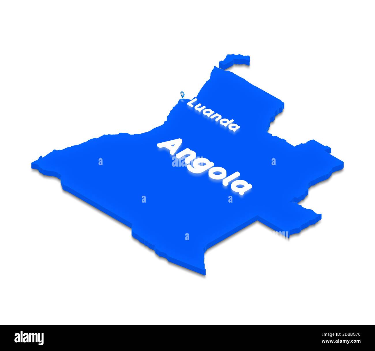 Illustration of a blue ground map of Angola on white isolated ...