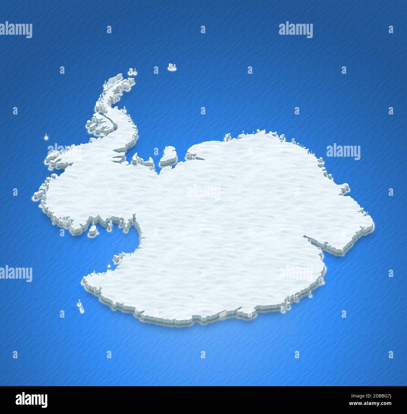Illustration of a snow ground map of Antarctica on water background ...