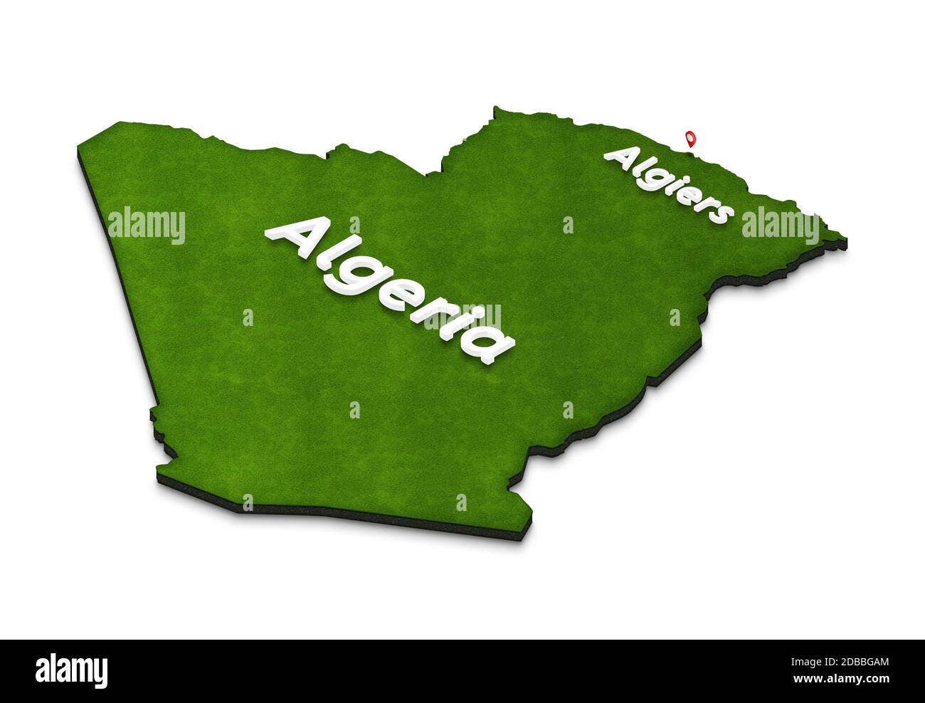 Illustration of a green ground map of Algeria on white isolated ...