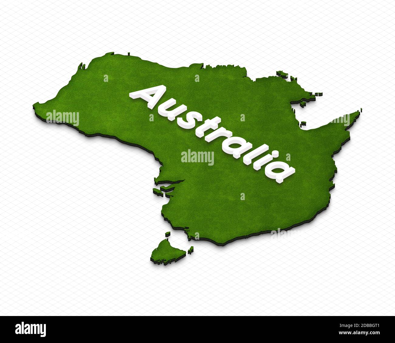 Illustration of a green ground map of Australia on grid background ...