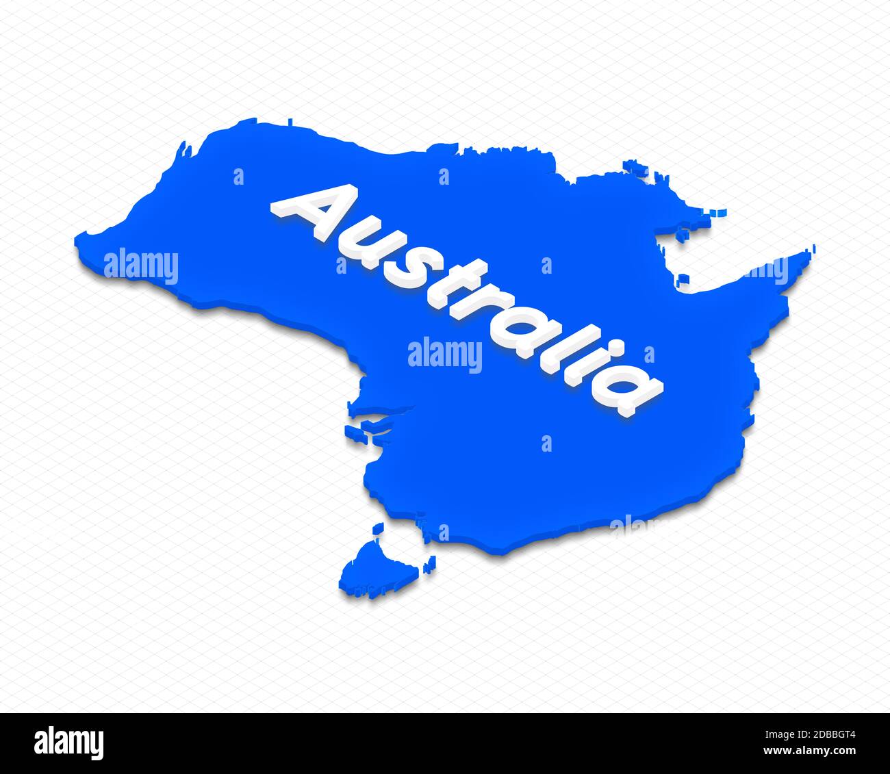 Illustration of a blue ground map of Australia on grid background. Left ...