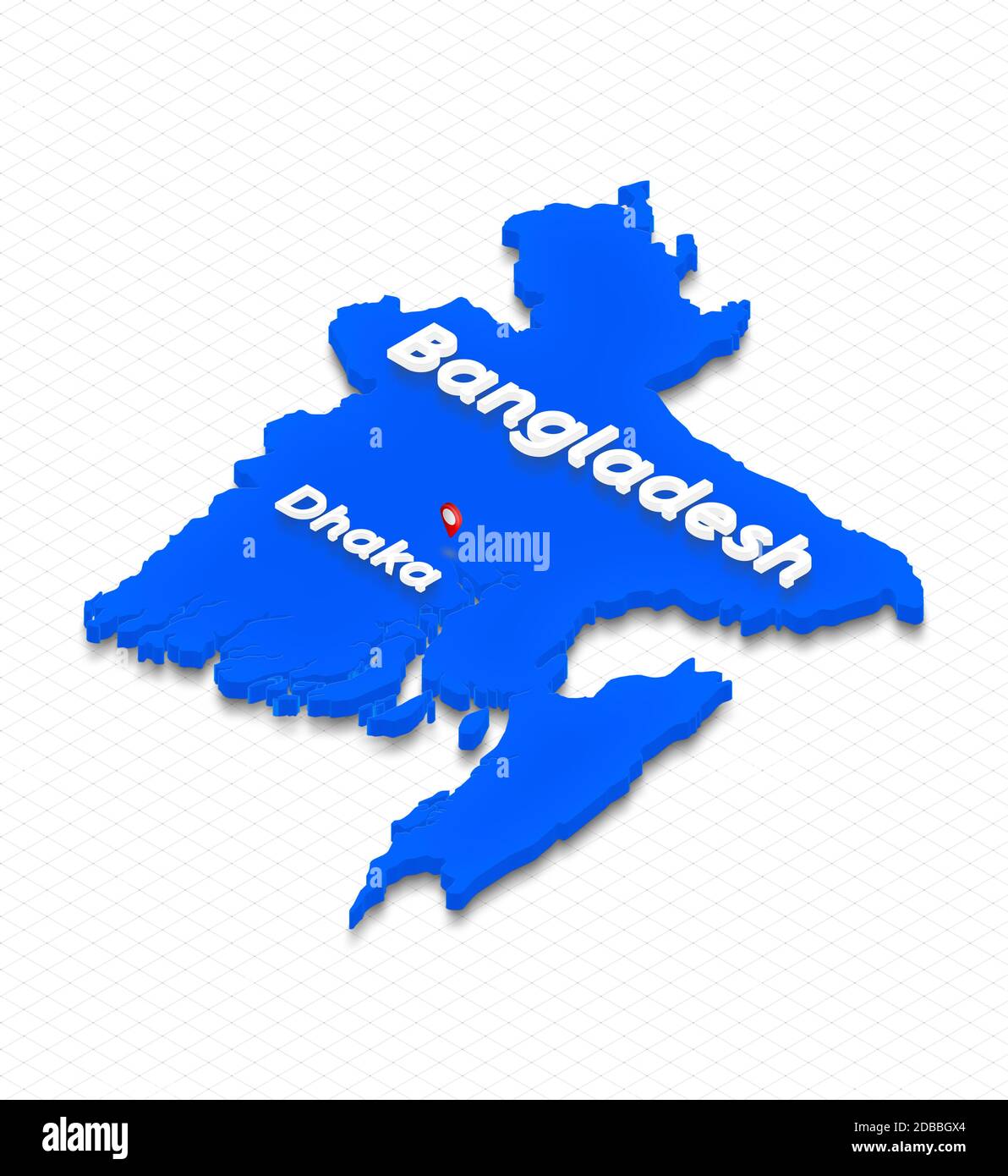 Illustration of a blue ground map of Bangladesh on grid background ...