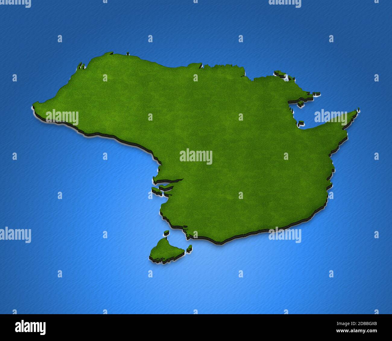 Illustration of a green ground map of Australia on water background ...