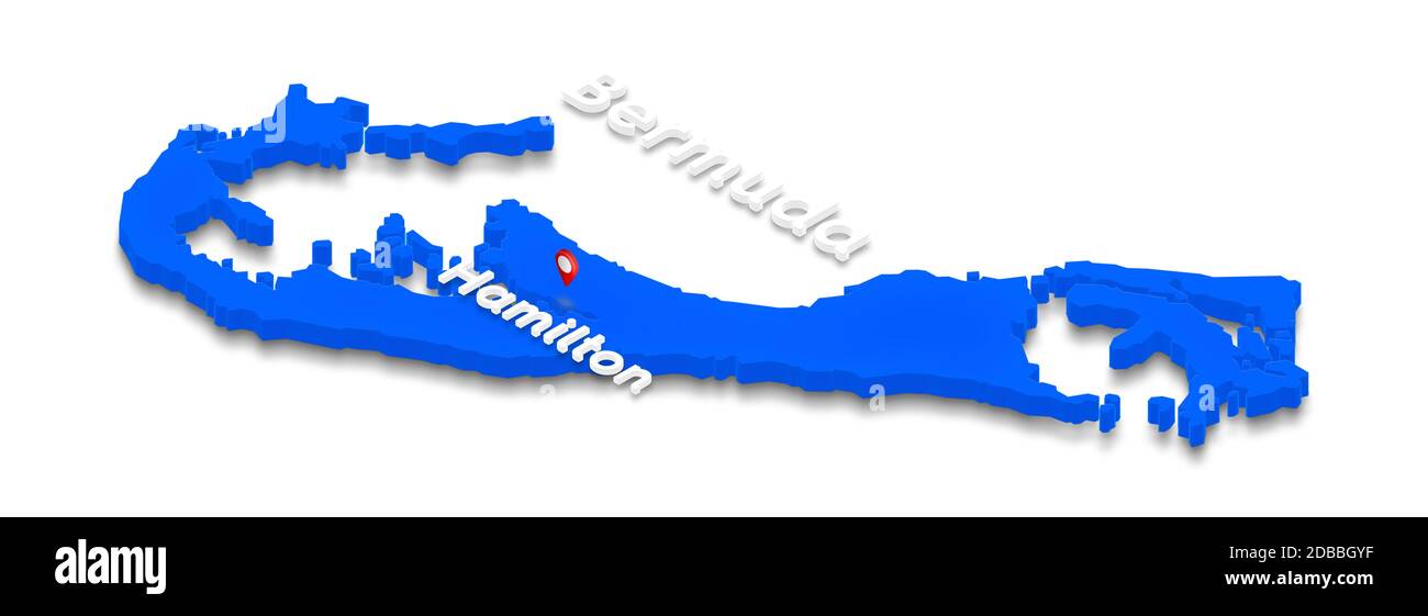 Illustration of a blue ground map of Bermuda on white isolated ...