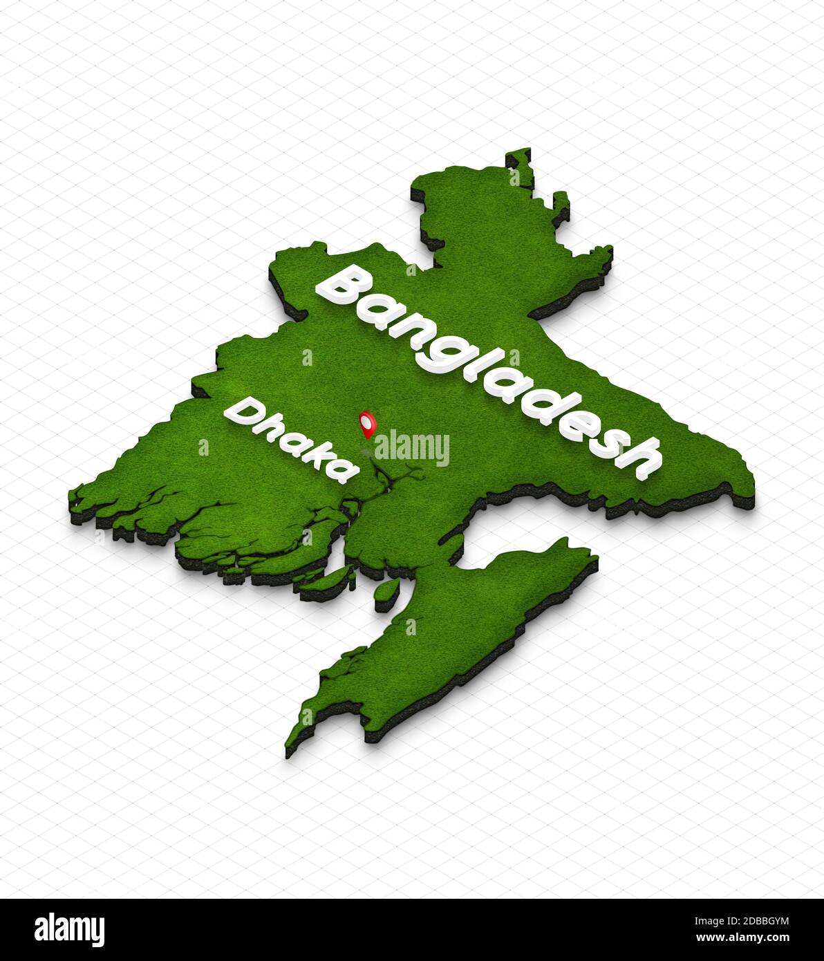 Illustration of a green ground map of Bangladesh on grid background ...