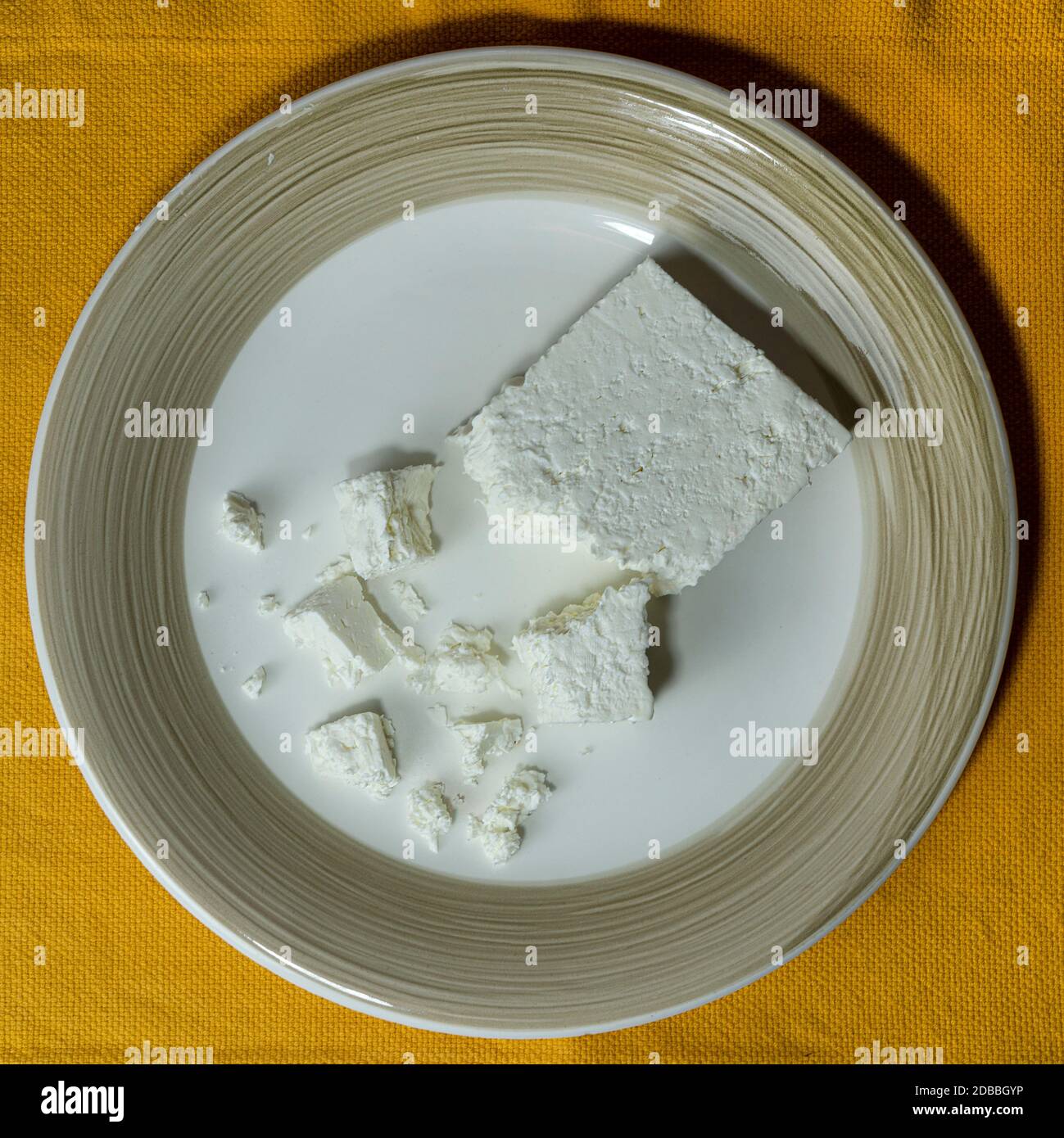 The typical Greek Feta cheese on a plate Stock Photo - Alamy