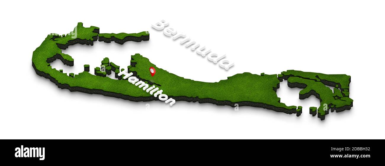 Illustration of a green ground map of Bermuda on white isolated ...