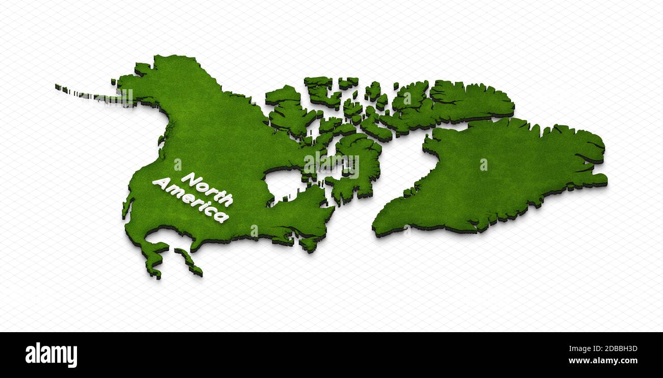Illustration of a green ground map of North America on grid background ...