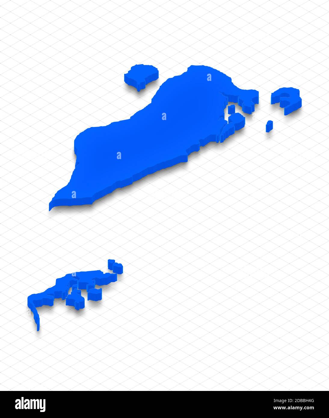 Illustration of a blue ground map of Bahrain on grid background. Left ...