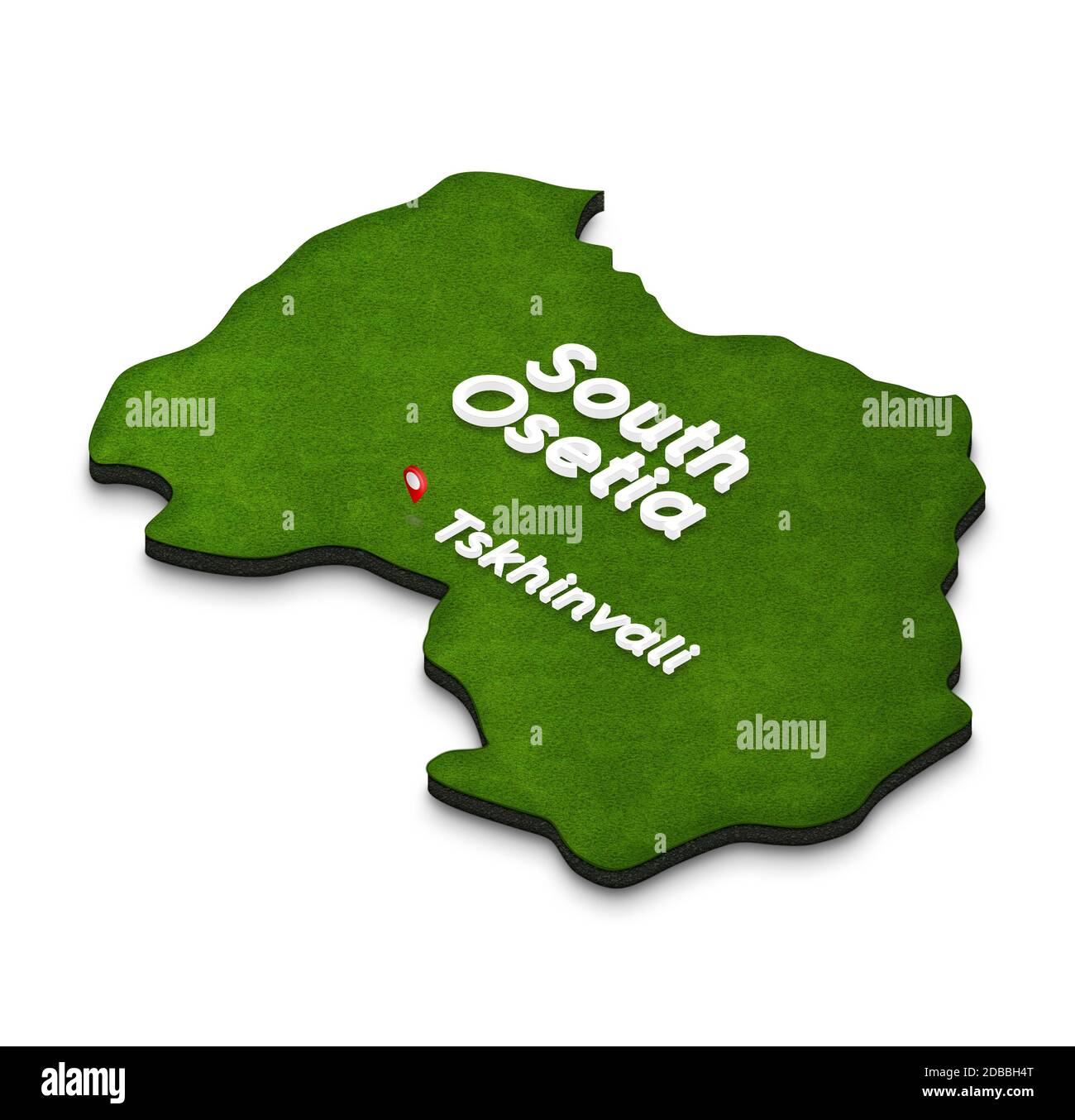Illustration of a green ground map of South Osetia on white isolated ...
