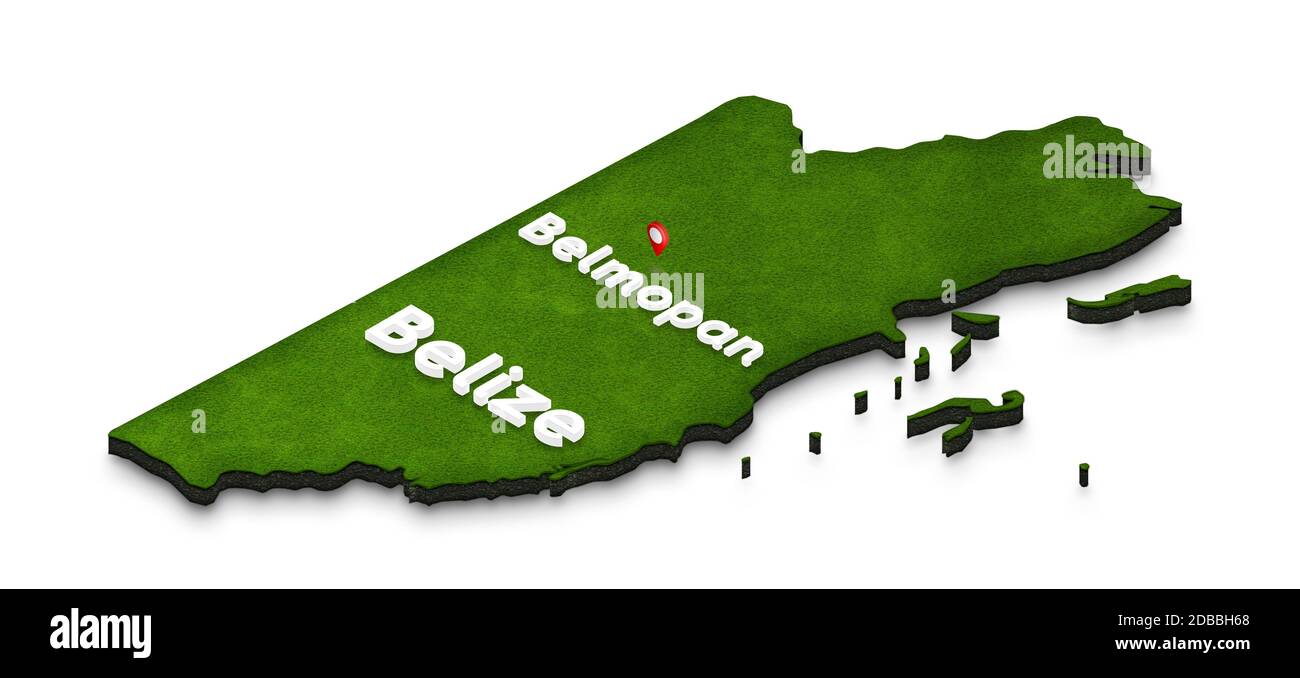 Illustration of a green ground map of Belize on white isolated ...