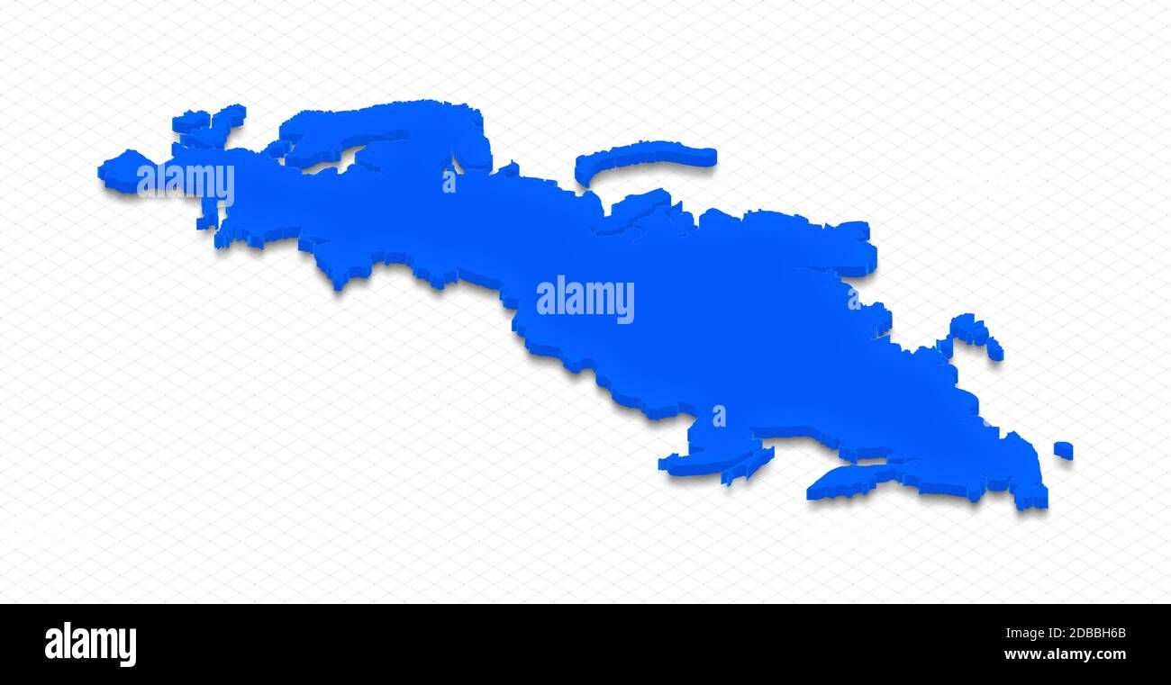Illustration of a blue ground map of Europe on grid background. Left 3D ...