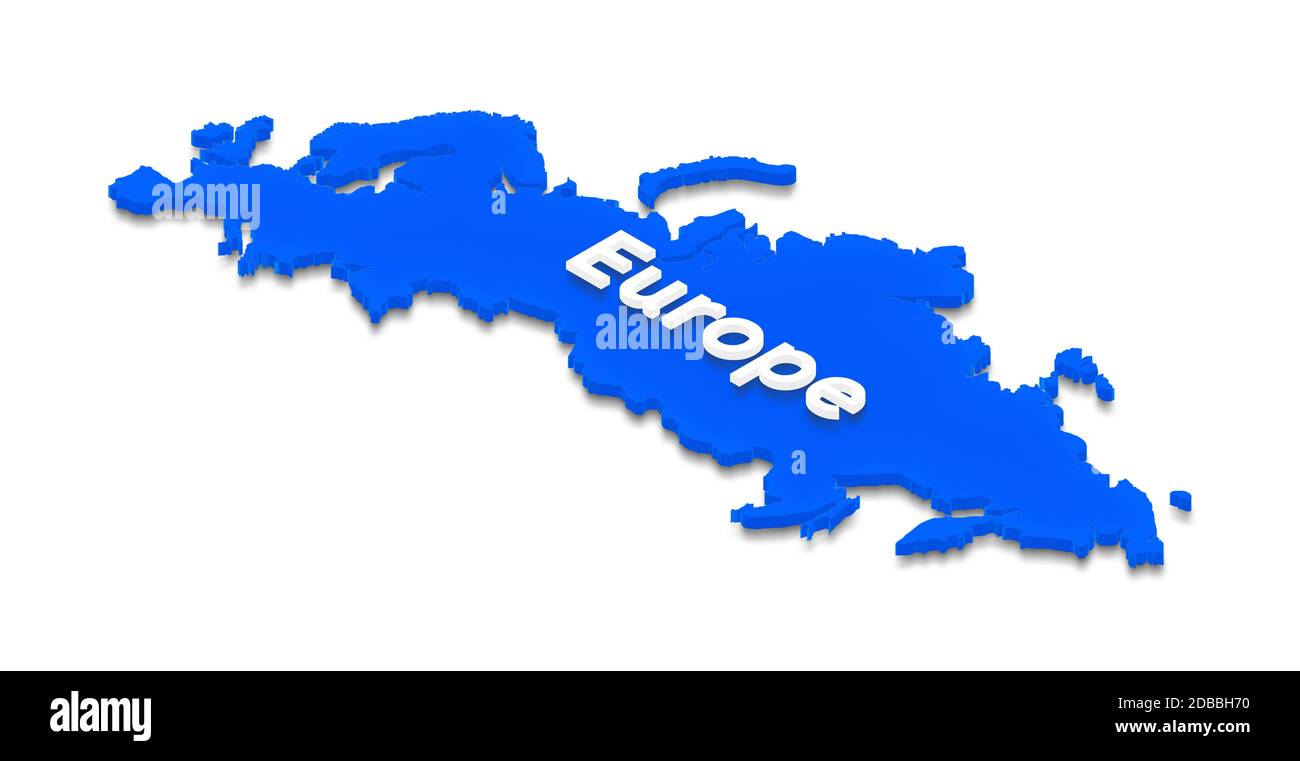 Illustration of a blue ground map of Europe on grid background. Left 3D ...