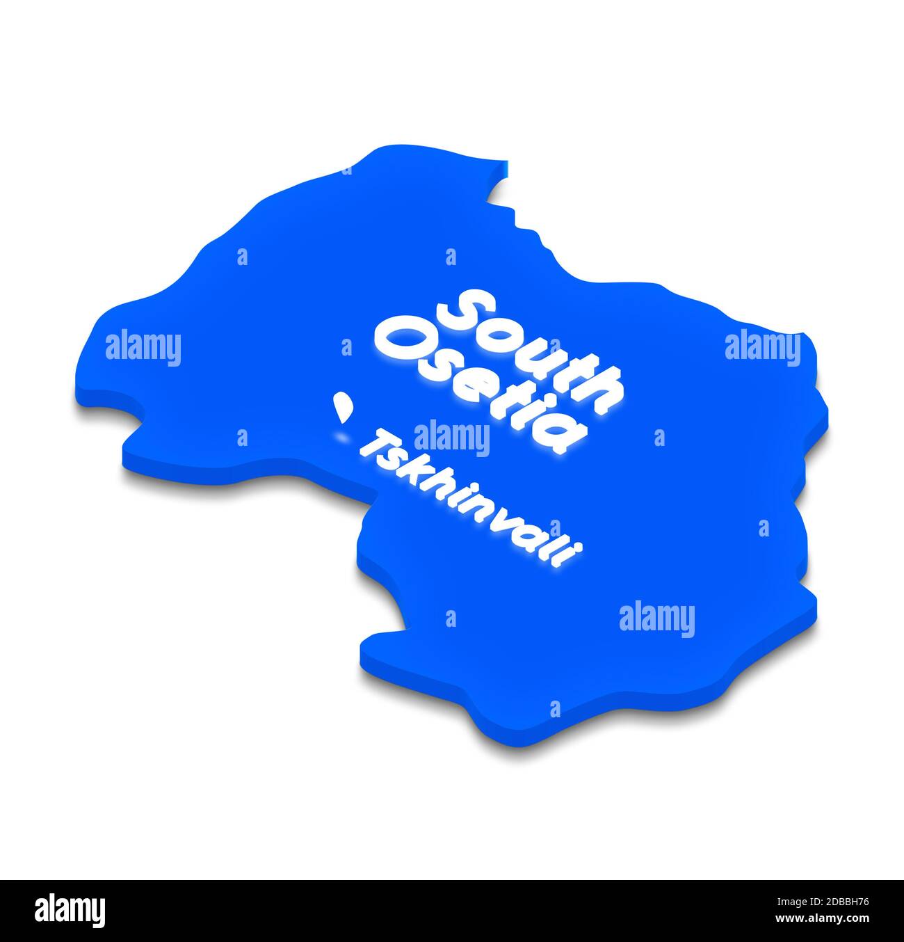 Illustration of a blue ground map of South Osetia on white isolated ...