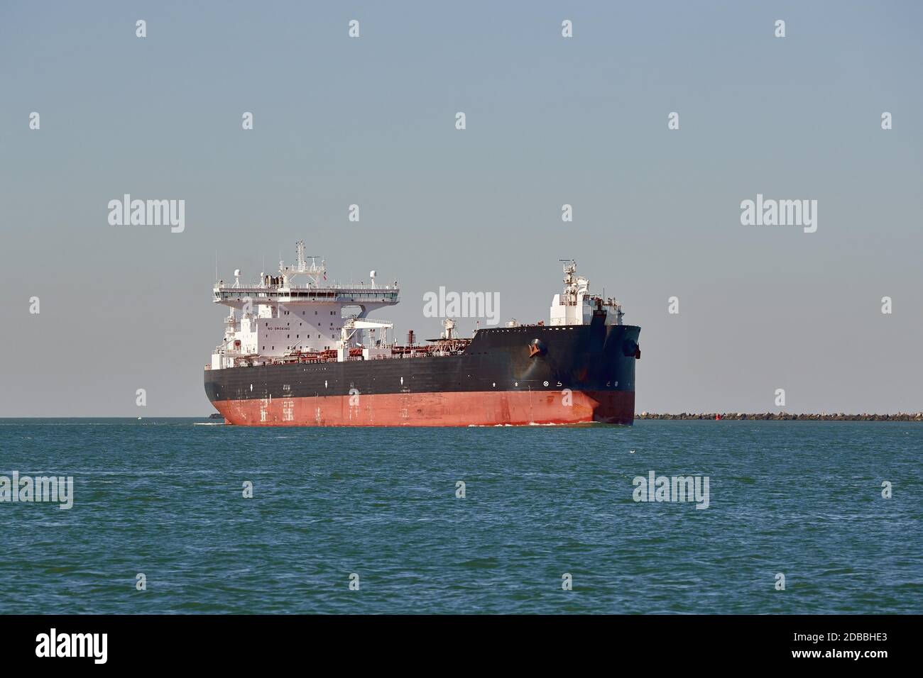 Large crude oil tanker ship coming into port from the North Sea Stock ...