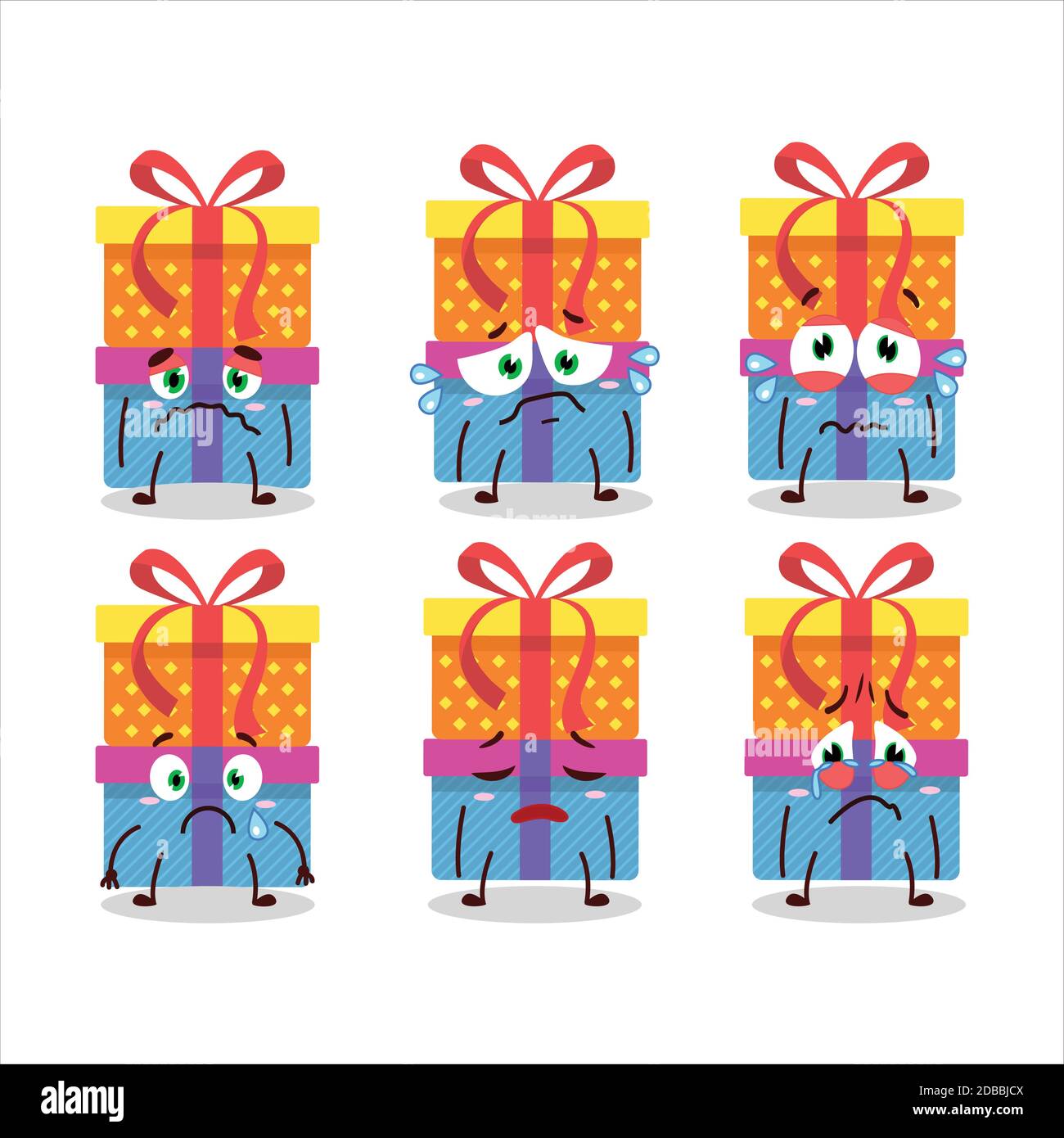 Double box gift cartoon character with sad expression Stock Vector ...